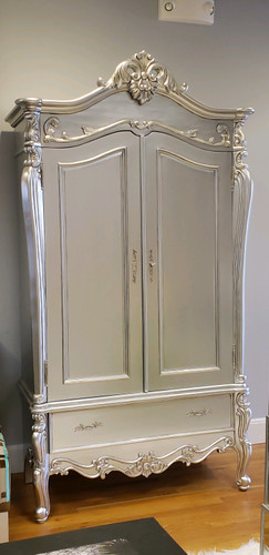 French Silver Armoire Wardrobe