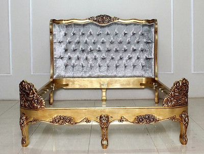 versailles luxury upholstered gold bed