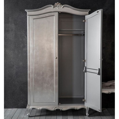 French Silver Armoire Wardrobe