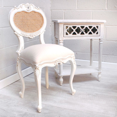 White Cane Bedroom Chair