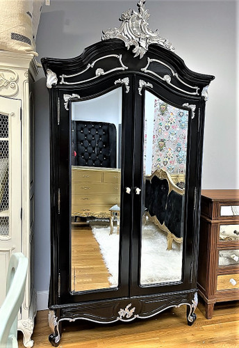 Black And Silver Armoire Wardrobe