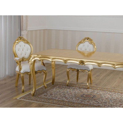 Baroque Dining Table and Chairs Gold