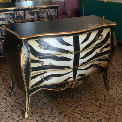 ZEBRA FRENCH CHEST antique black and white