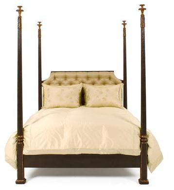 BLACK AND GOLD FOUR POSTER BED