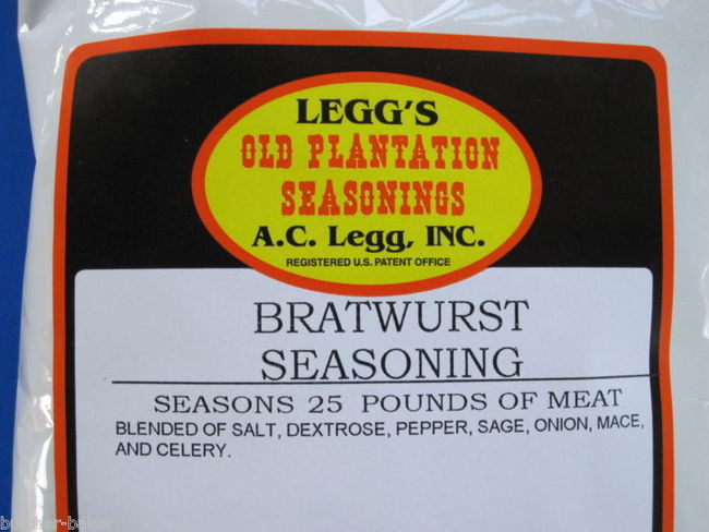 Bratwurst Sausage Seasoning Spices for 25 LBs Venison Pork Deer Beef ...