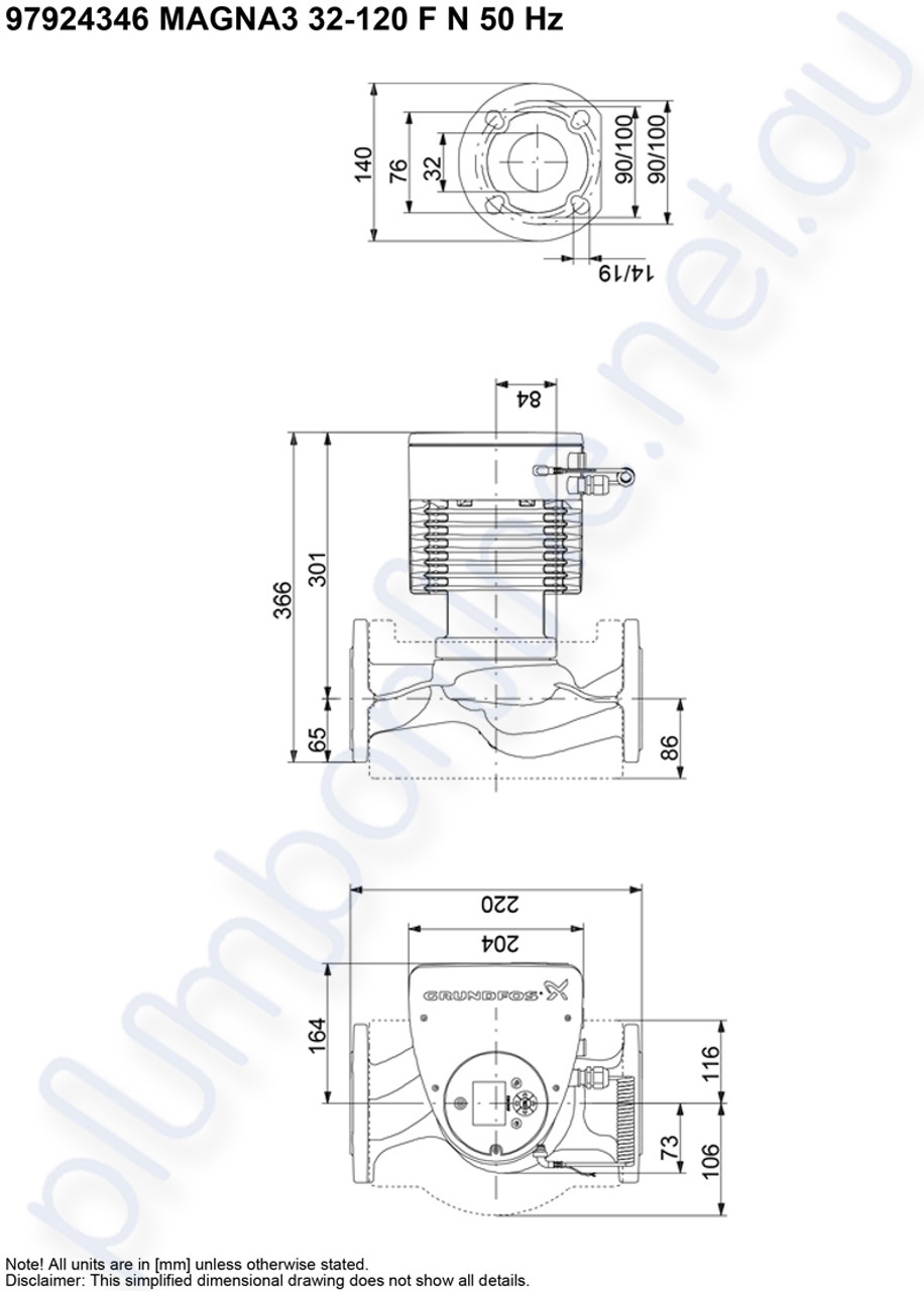 Grundfos Magna 3 32 120 F N Stainless Vsd Circulating Pump
