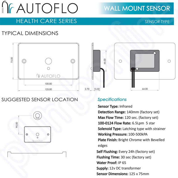 Autoflo Health Care Series Sensor Tap Chrome Plated Wall Mounted Sensor ...