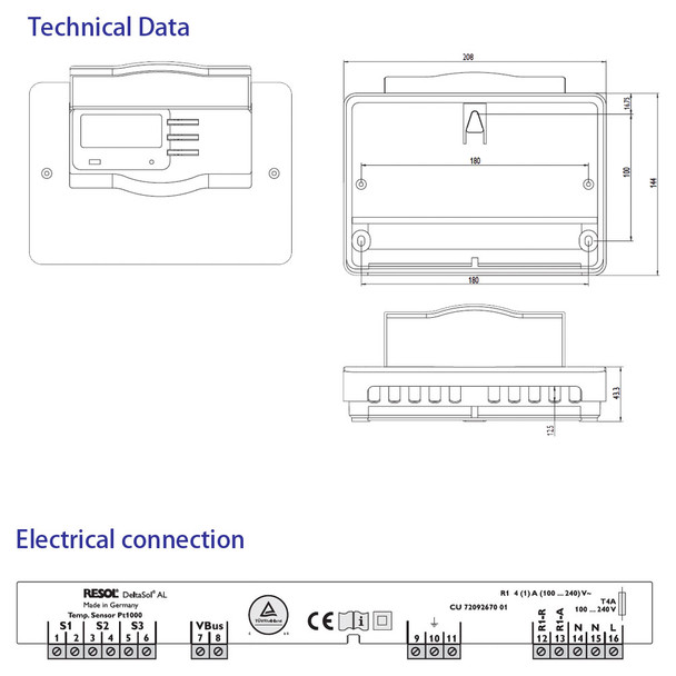 Resol DeltaSol AL solar hot water differential controller - plumbonline
