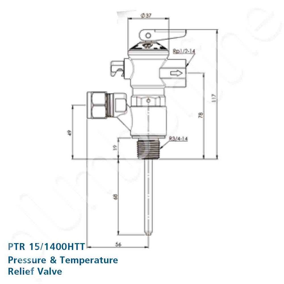 AVG Pressure and Temperature Relief Valve 15mm 700KPA with Hot Water Outlet