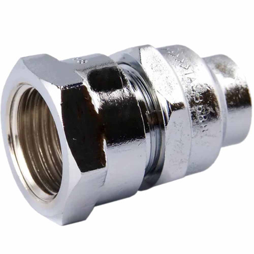 Flared Compression Union DR Brass Chrome Plated 15 FI x 15 C ...