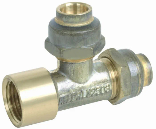 Flared Compression Tee Double Union Brass 15FI x 15C x 15C Watermarked PN. AW246