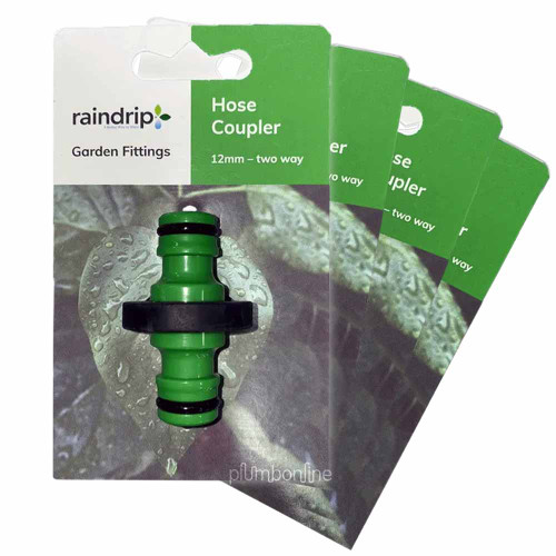 Raindrip Hose Coupler 12mm Two Way PN. SW431 - 4 Pack