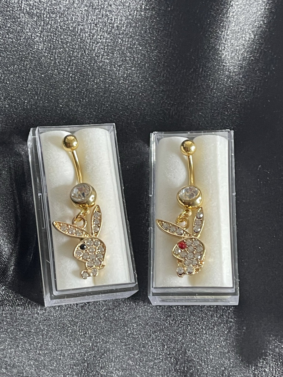 bling bunny belly button ring