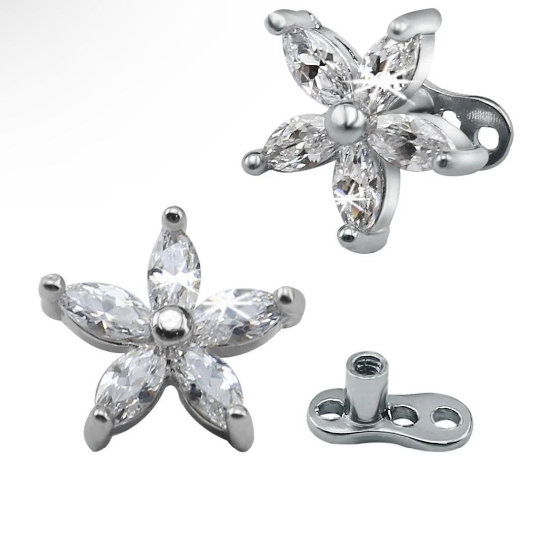 Flower Gem Grade 23 Titanium Dermal Anchor 14G - YoniDa’Punani