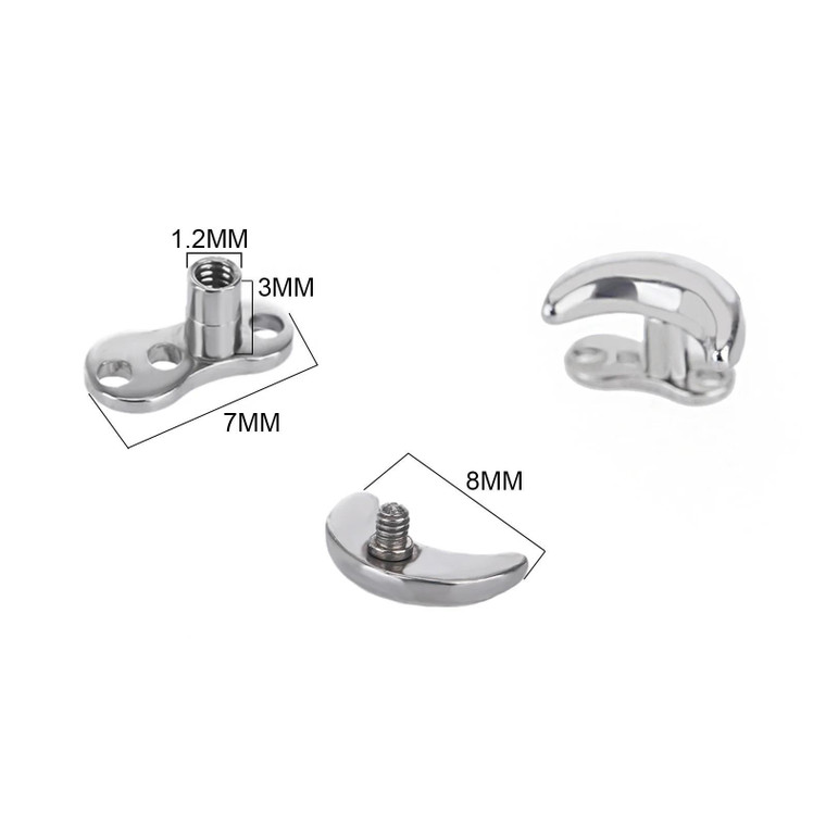 Steel Half Moon Dermal Anchor Top Jewelry - YoniDa’Punani