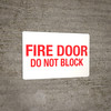 Fire Door Do Not Block Sign