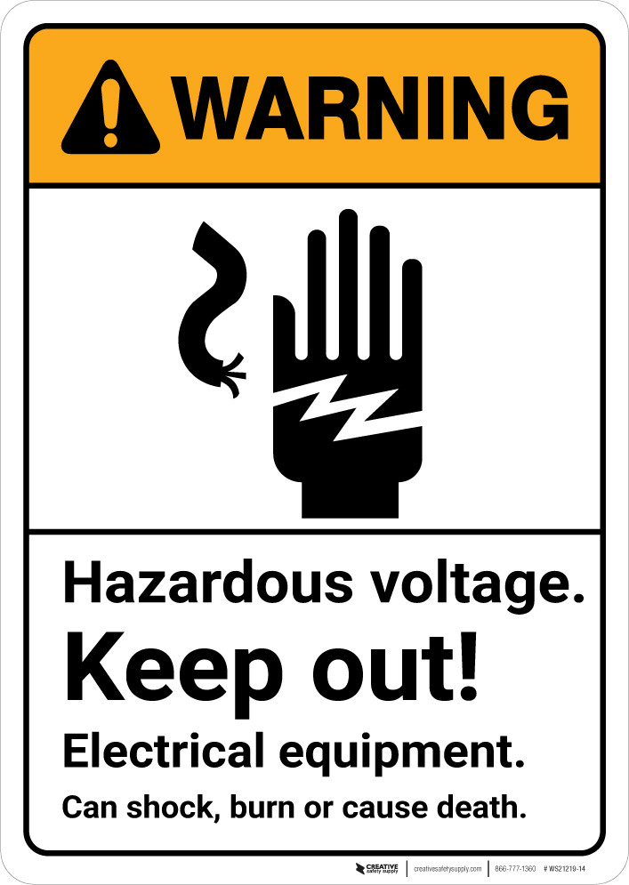 Warning: High Voltage Inside Do Not Enter with Graphic Landscape ANSI ...