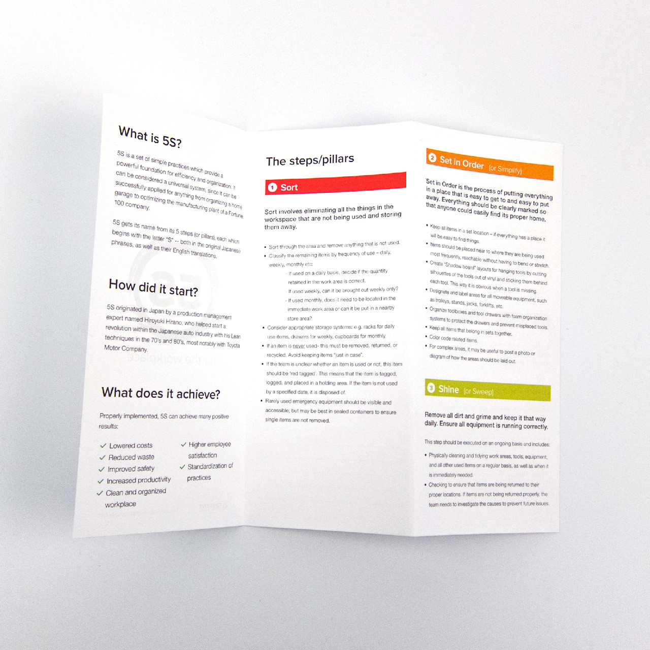 5S Steps Training Handout Z-Fold (25 pk) | Creative Safety Supply