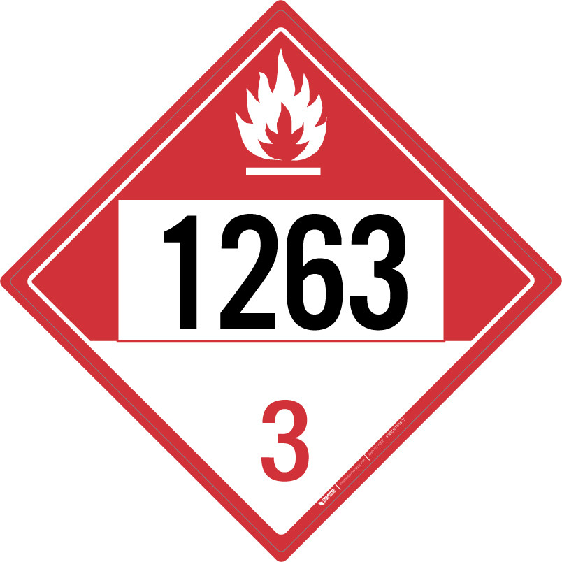 Combustible: Class 3 - UN1263 - Placard Sign