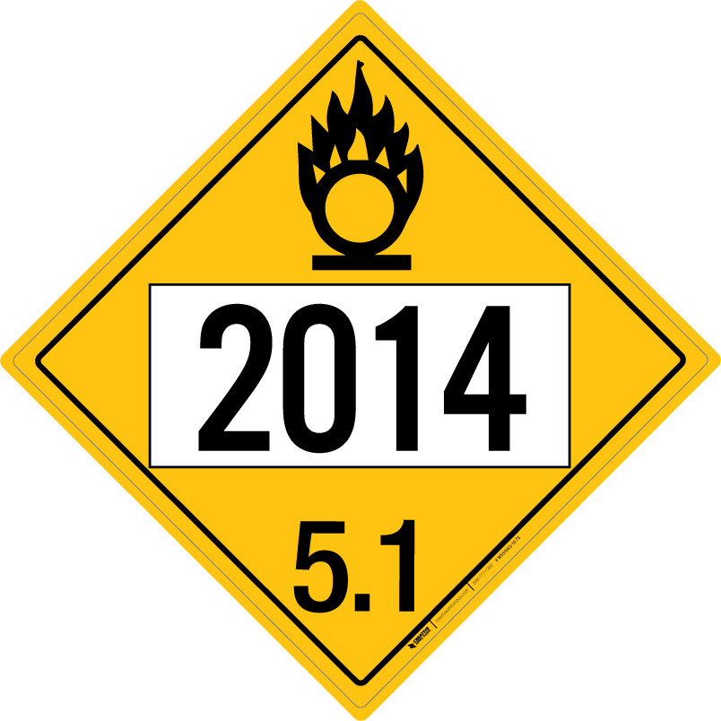 Oxidizer: Class 5.1 - UN2014 - Placard Sign | Creative Safety Supply