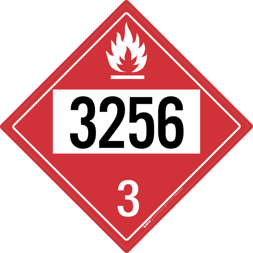 Flammable: Class 3 - UN3256 - Placard Sign | Creative Safety Supply