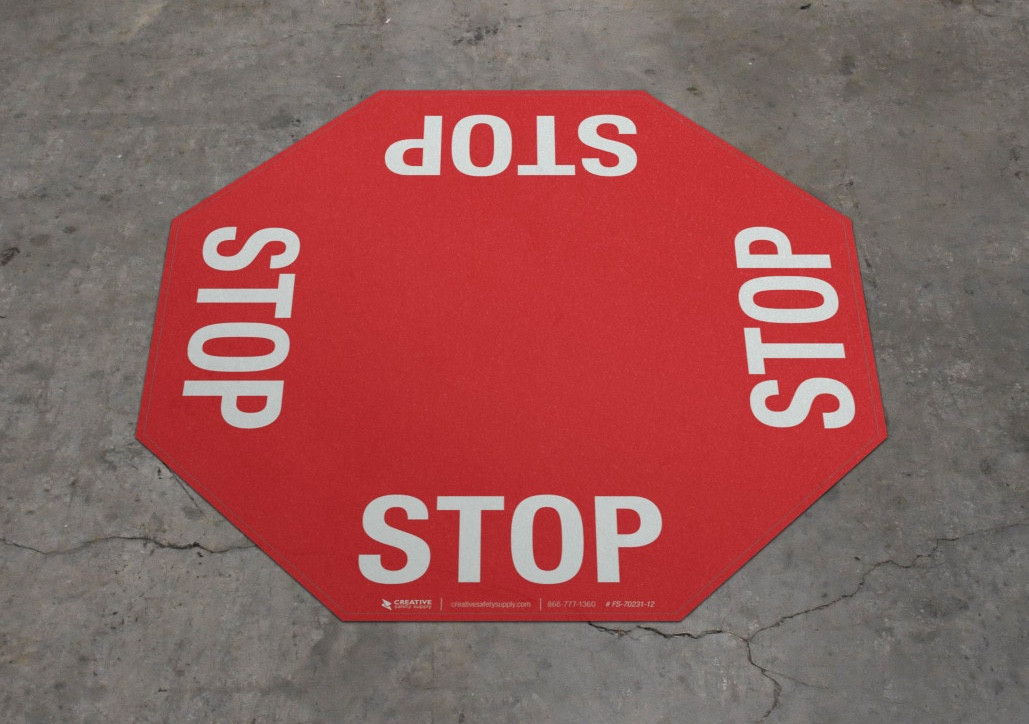 4 Way Stop Floor Sign | Creative Safety Supply