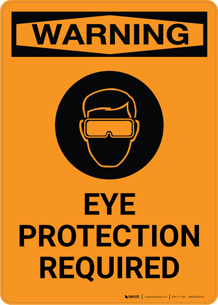 Warning: Eye Protection Required with Icon - Portrait Wall Sign