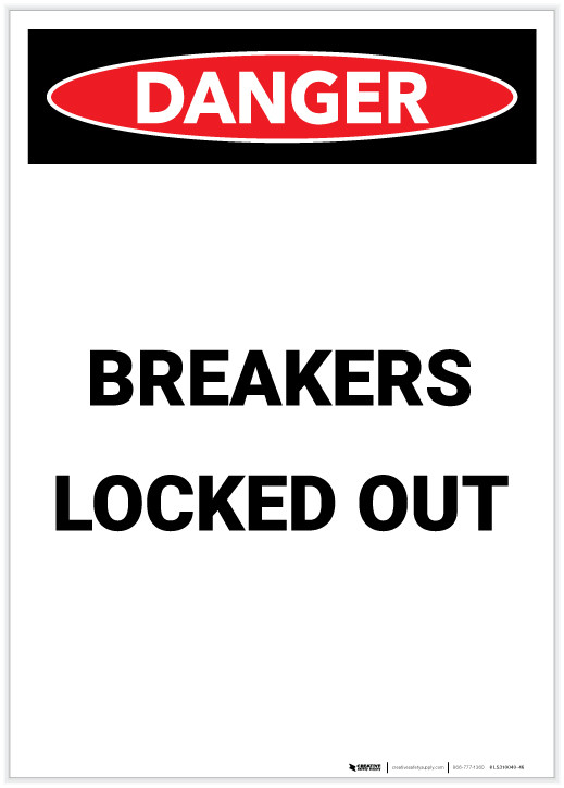 Danger: Breakers Locked Out Portrait - Label | Creative Safety Supply