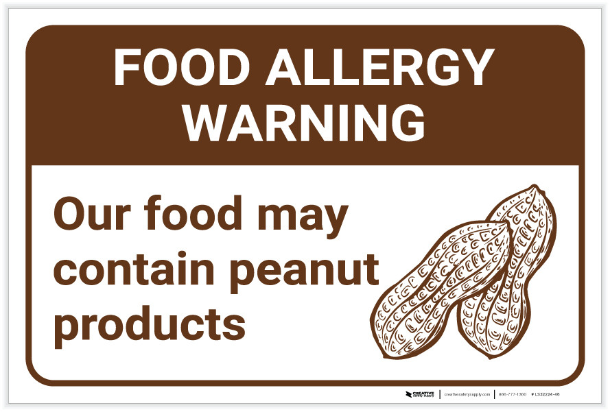 Warning: Food Allergy Warning Food May Contain Peanuts with Icon ...
