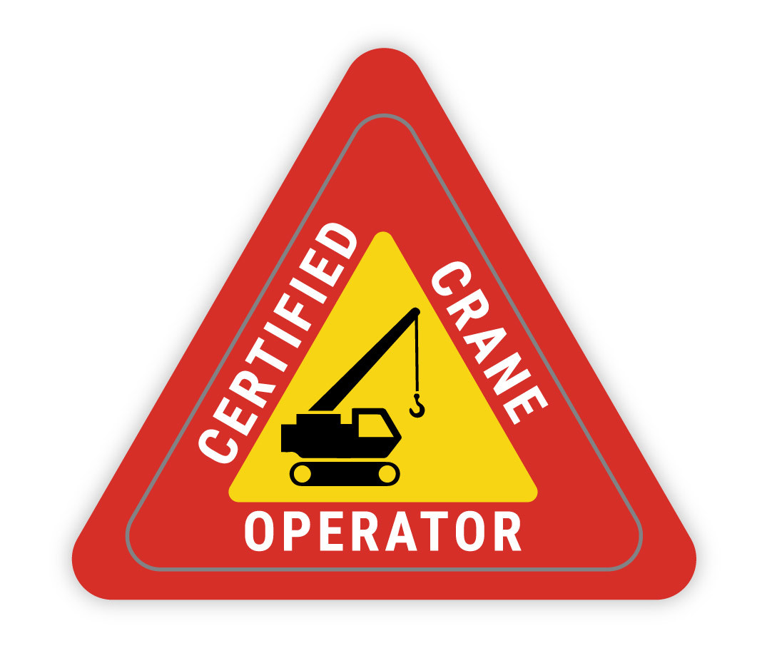Certified Crane Operator Red Triangle - Hard Hat Sticker