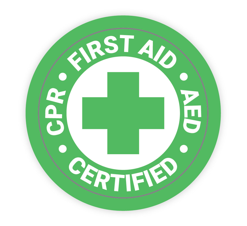 CPR First Aid - Certified and Trained White - Hard Hat Sticker