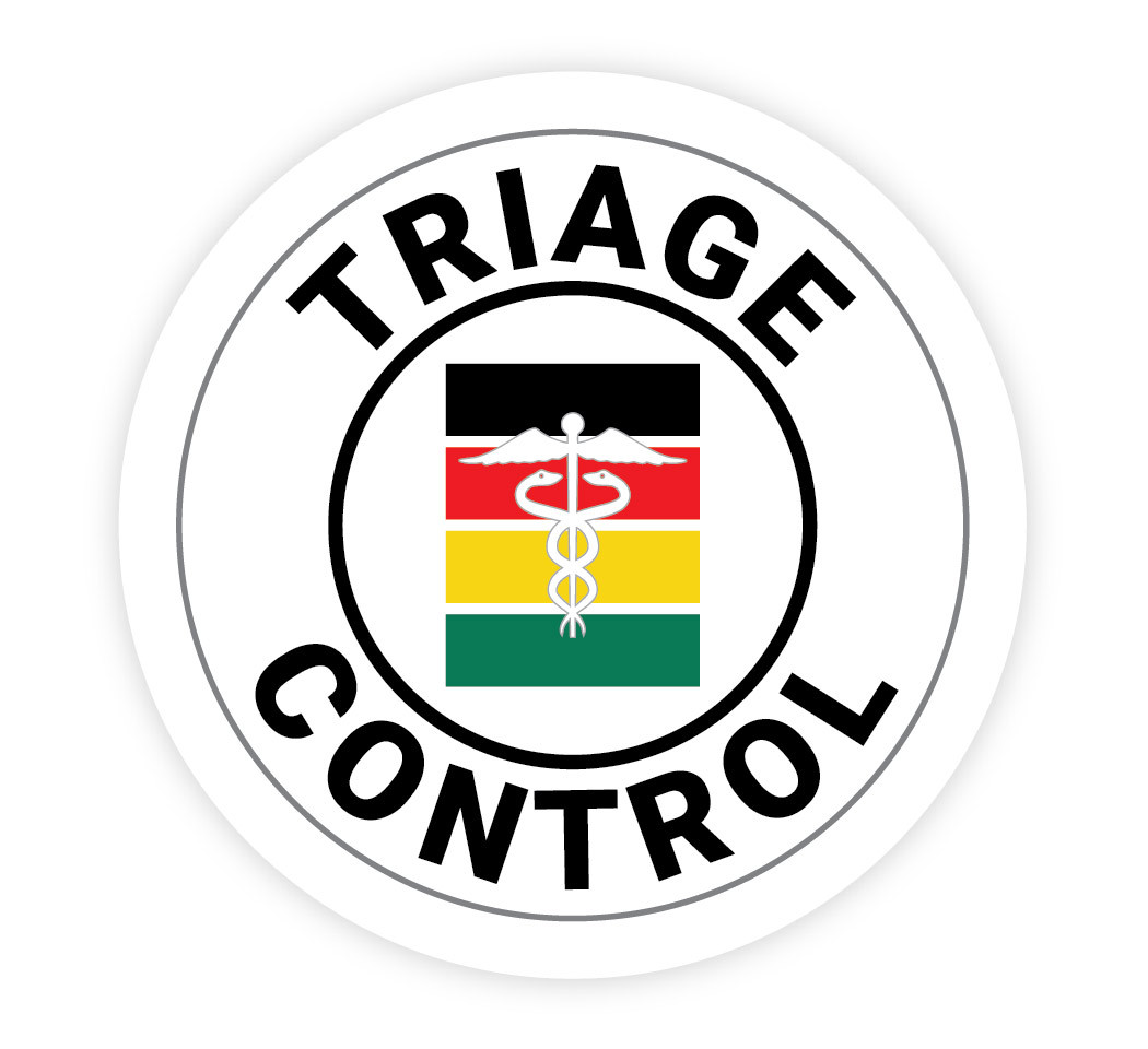 Triage Control with Medical Symbols - Hard Hat Sticker