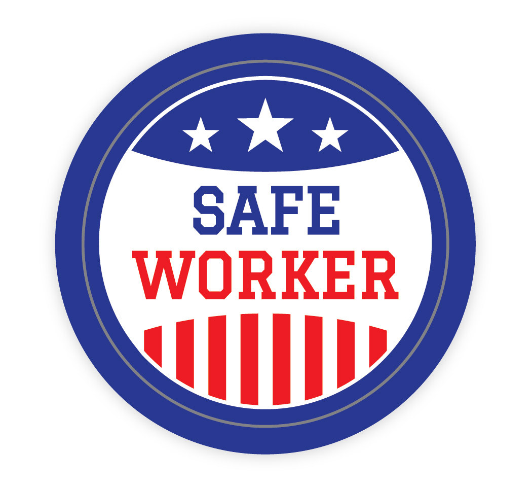 Safe Worker Patriotic - Hard Hat Sticker