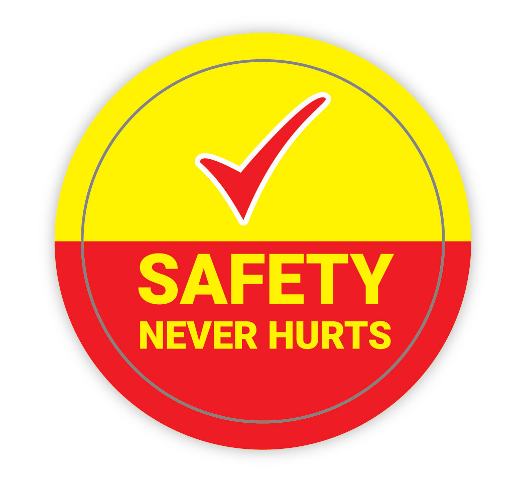 Safety Never Hurts Check Mark - Hard Hat Sticker | Creative Safety Supply