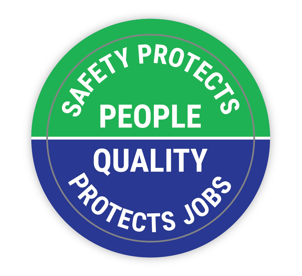 Safety Protects People/Quality Protects Jobs - Hard Hat Sticker