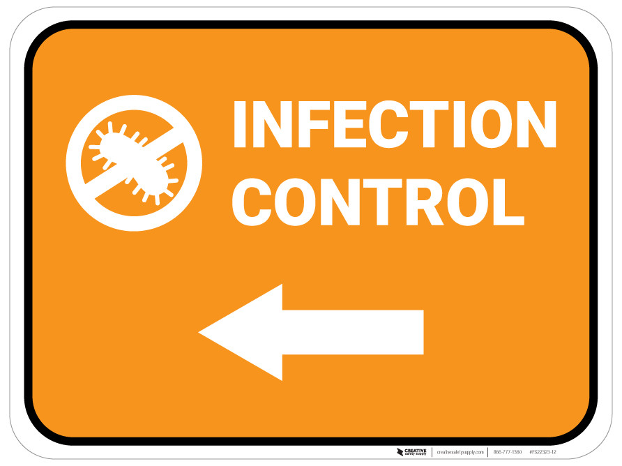 Infection Control Left Arrow with Icon Rectangular - Floor Sign ...