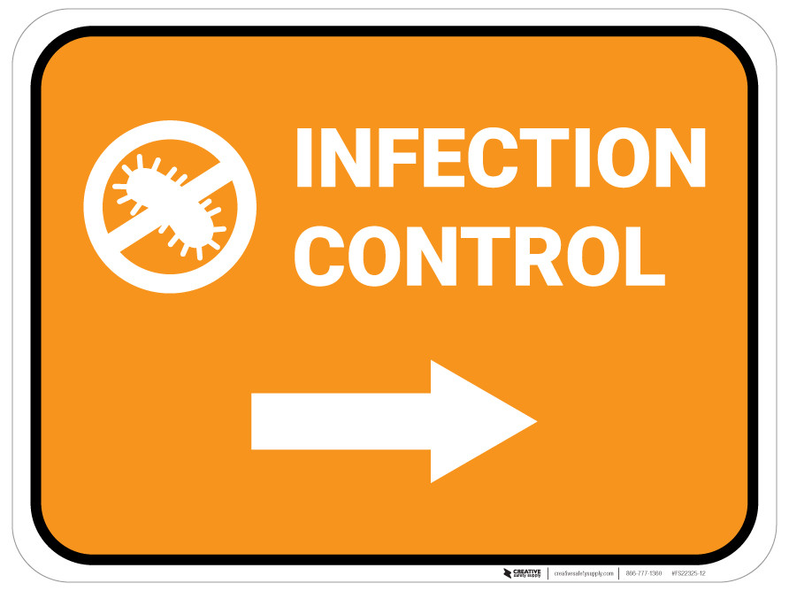 Infection Control Right Arrow with Icon Rectangular - Floor Sign