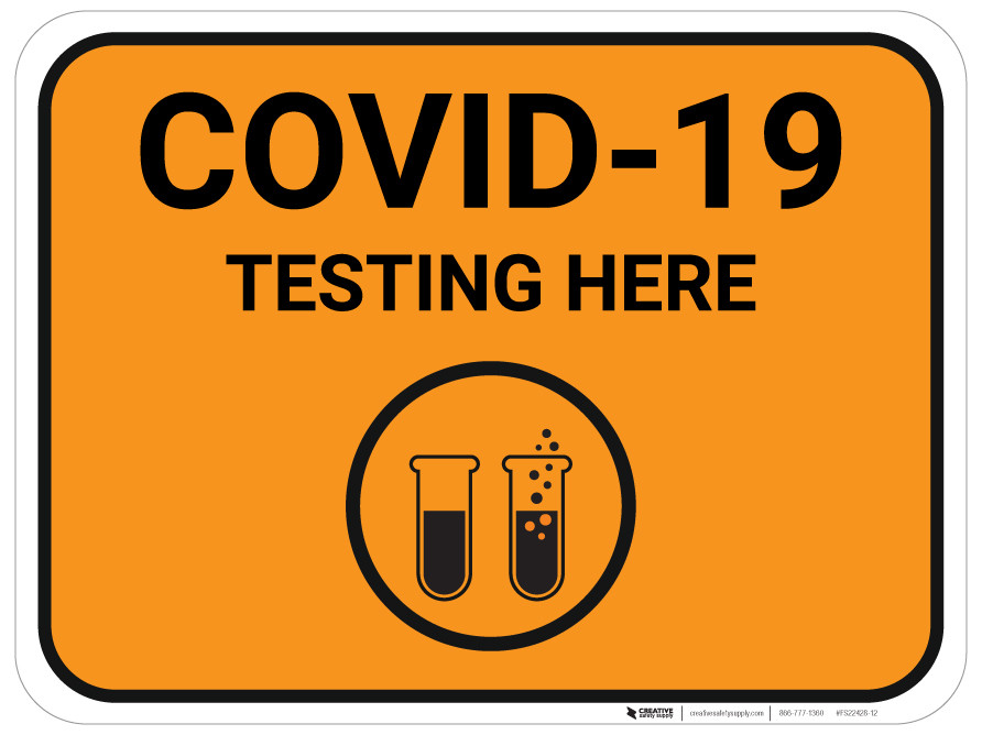 COVID-19 Testing Here with Icon - Floor Sign