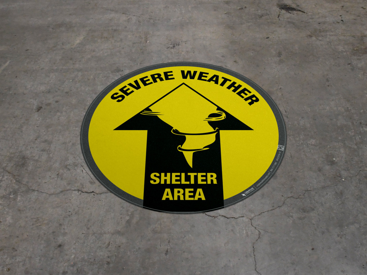 Severe Weather Shelter Area (Arrow) - Floor Sign