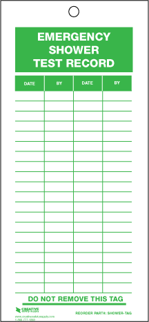 Emergency Shower Test Record Tags
