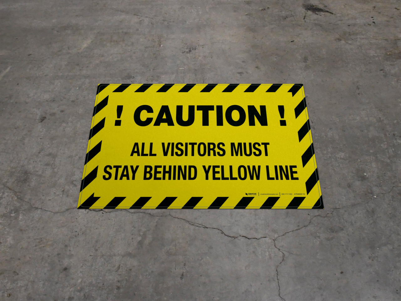Visitors Must Stay Behind Yellow Line - Floor Sign