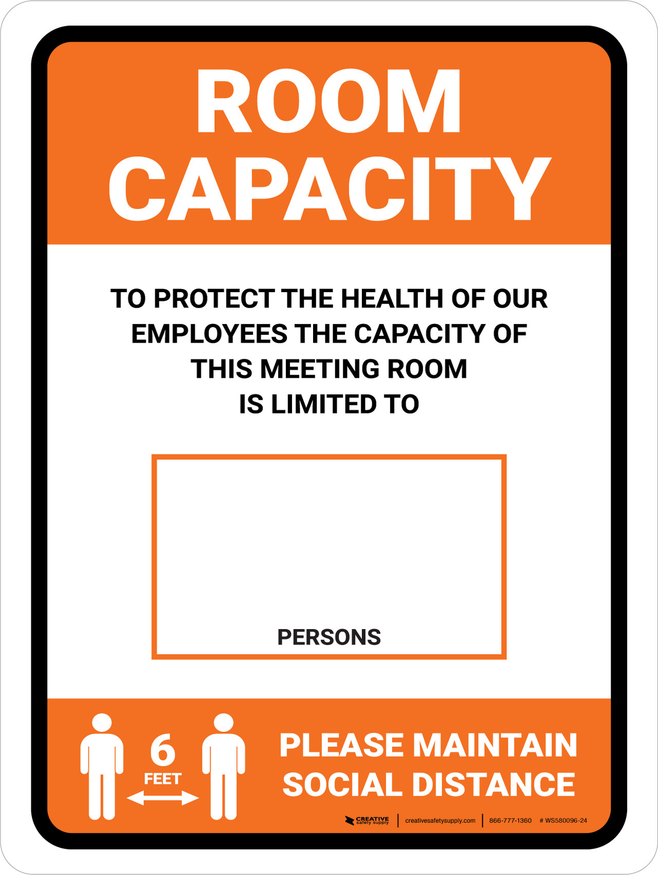Room Capacity: Maintain Social Distance with Icon Orange Portrait ...
