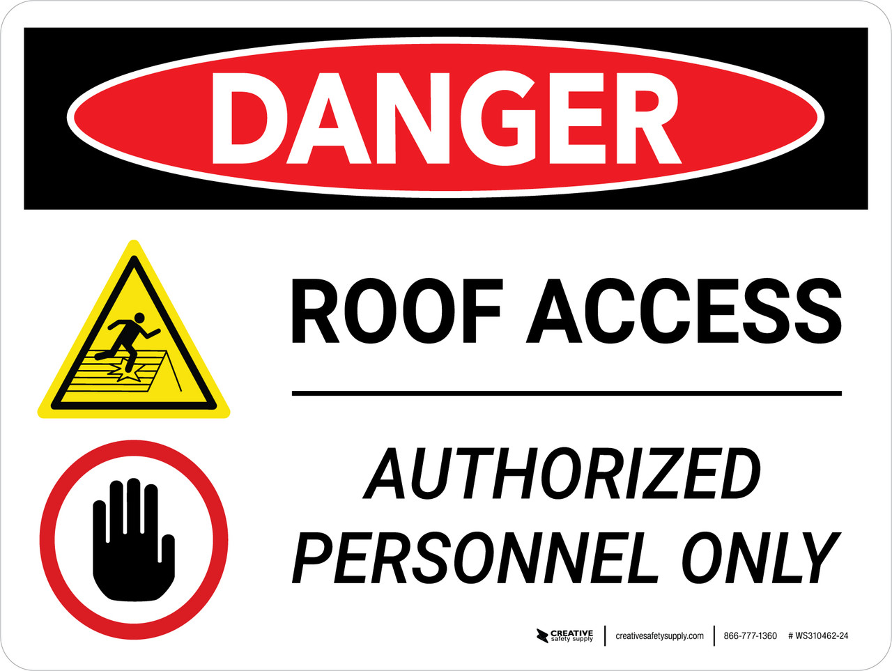 Danger: Roof Access Authorized Personnel Only with Icons Landscape ...