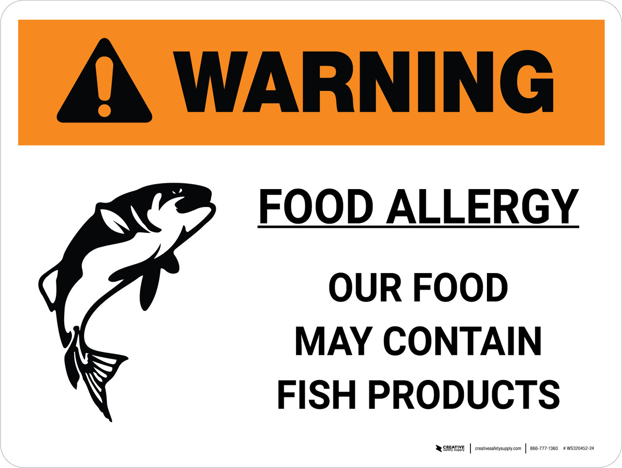 Warning: Food Allergy Our Food May Contain Fish Products Landscape ...
