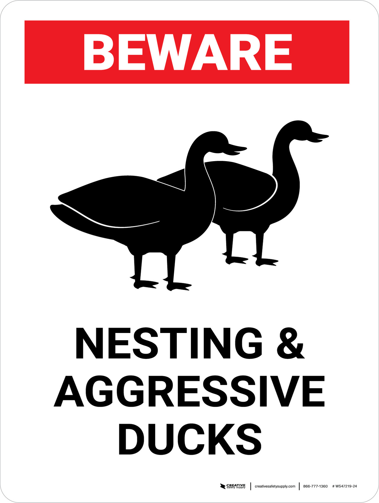 Beware: Nesting And Aggressive Ducks Landscape - Wall Sign