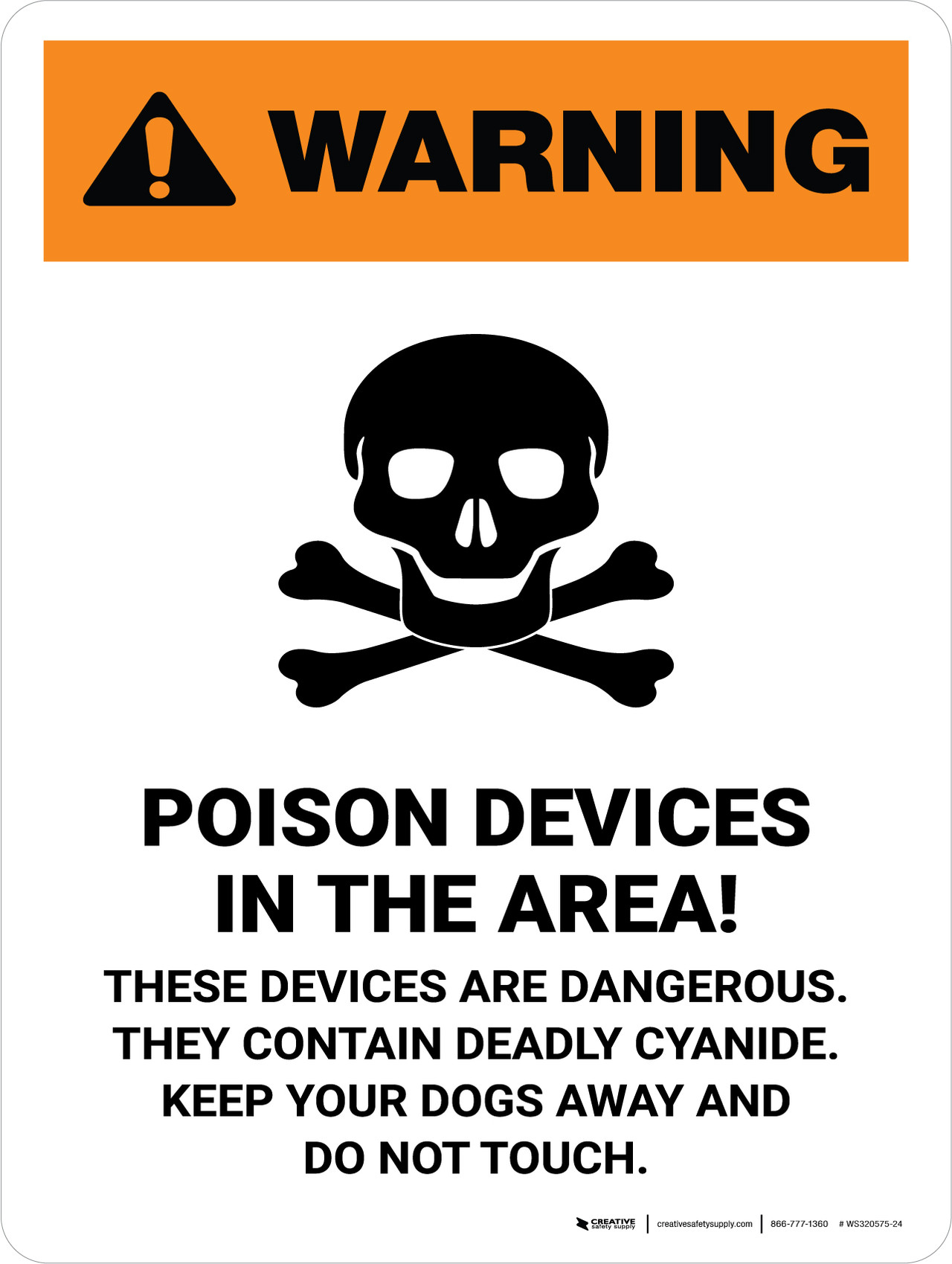 Warning: Poison Devices In The Area with Icon Portrait - Wall Sign