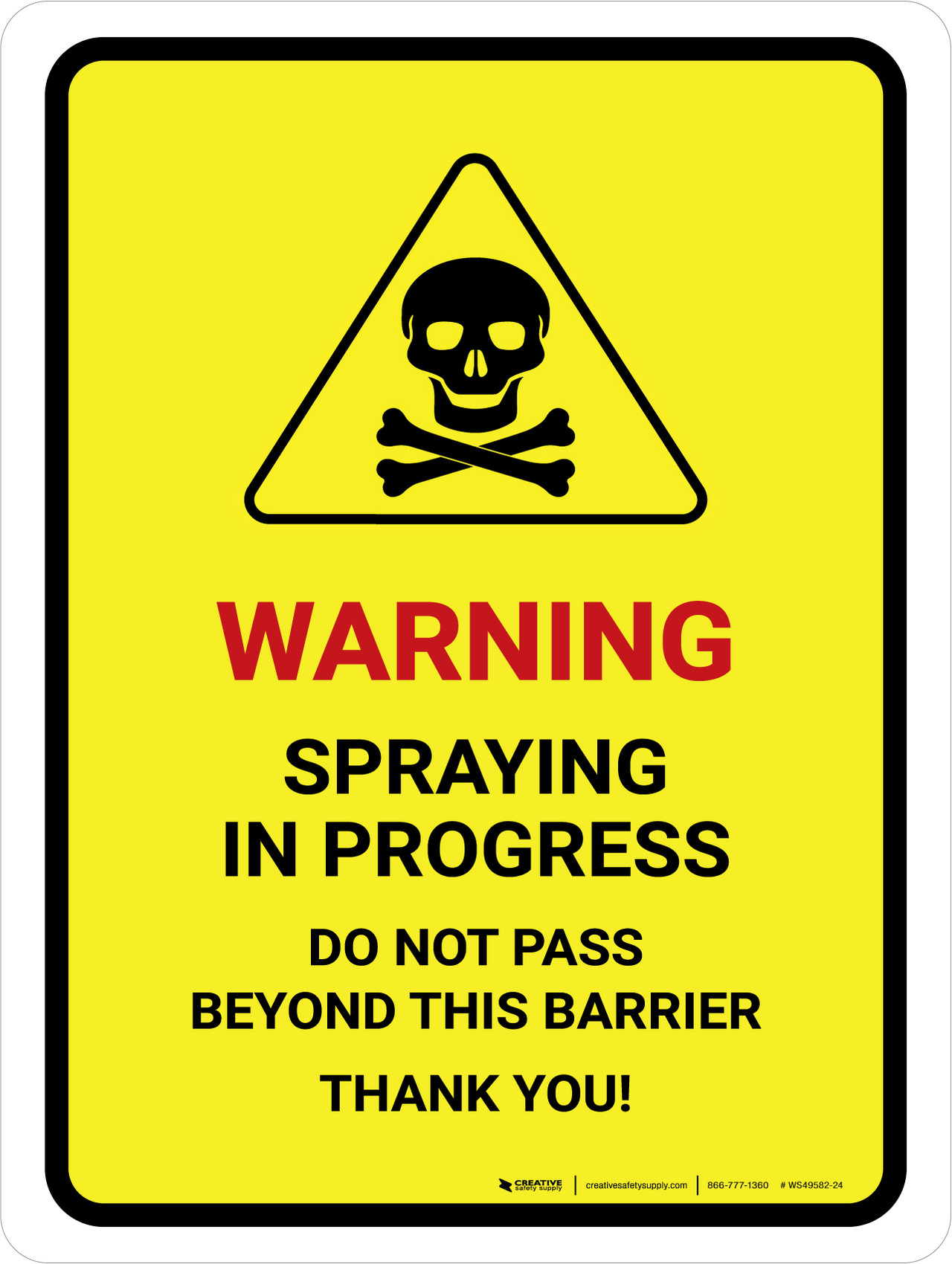 Warning - Spraying In Progress Do Not Pass with Hazard Icon Portrait ...