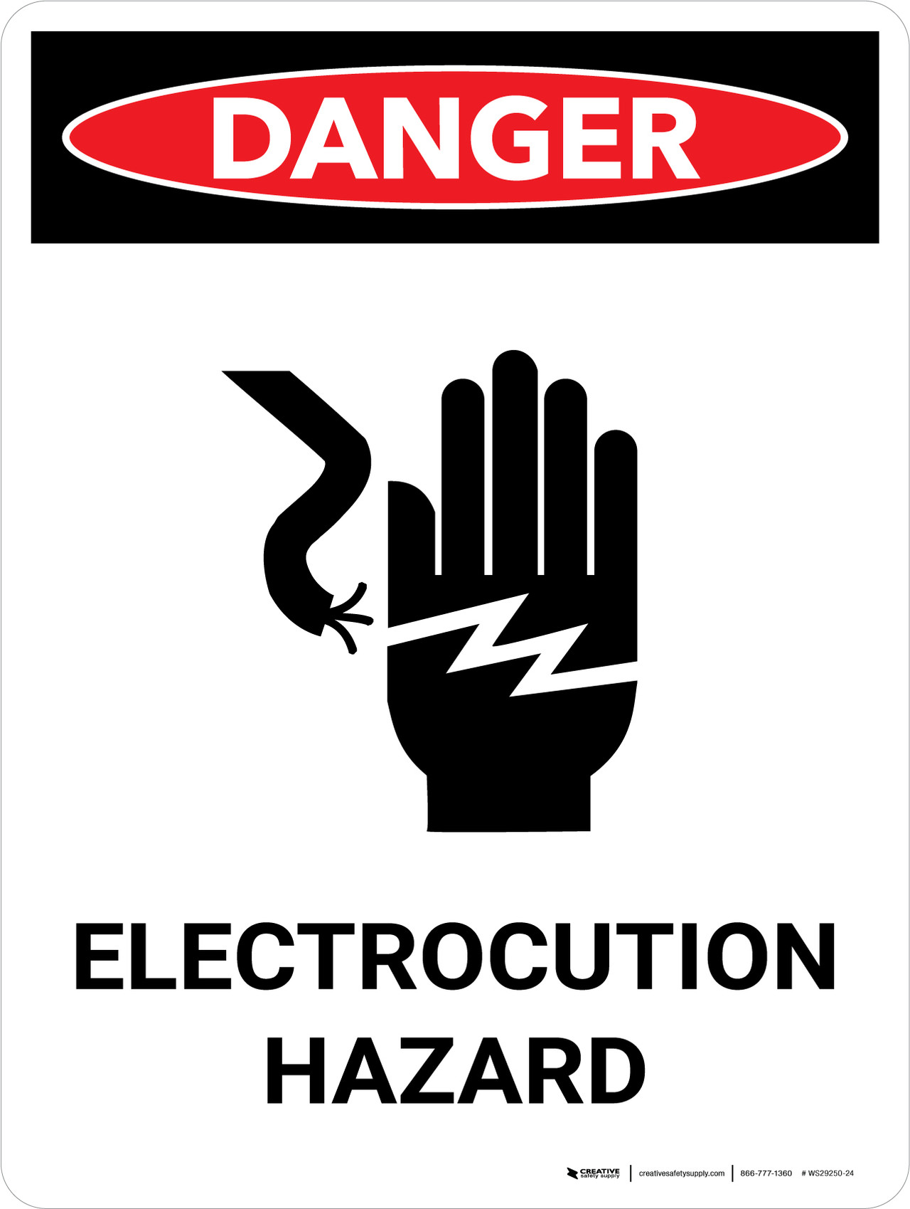 Danger: Electrocution Hazard Portrait with Icon - Wall Sign