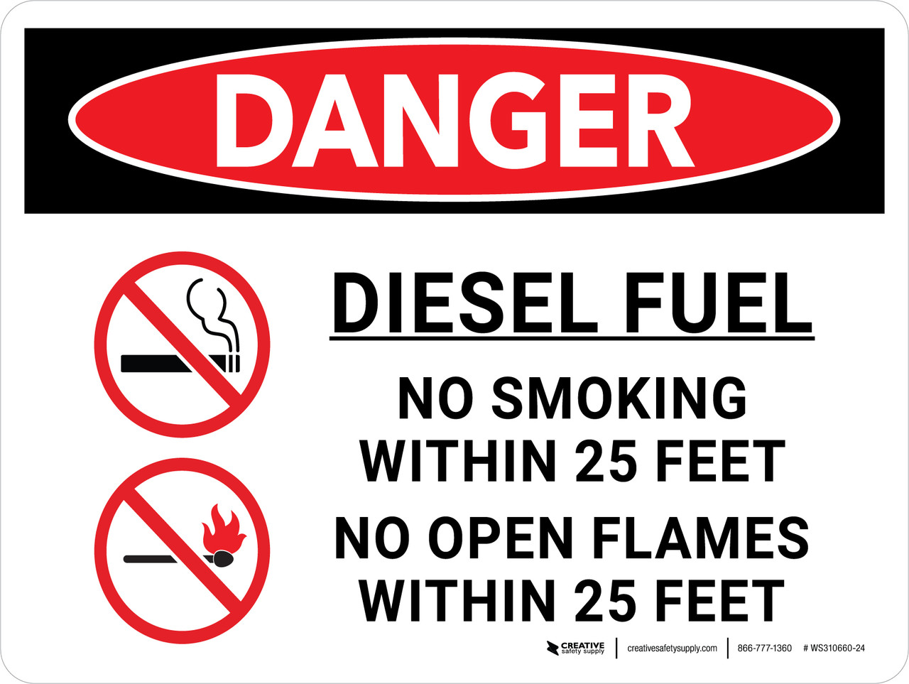 Danger: Diesel Fuel No Smoking Within 25 Feet No Open Flames Landscape ...