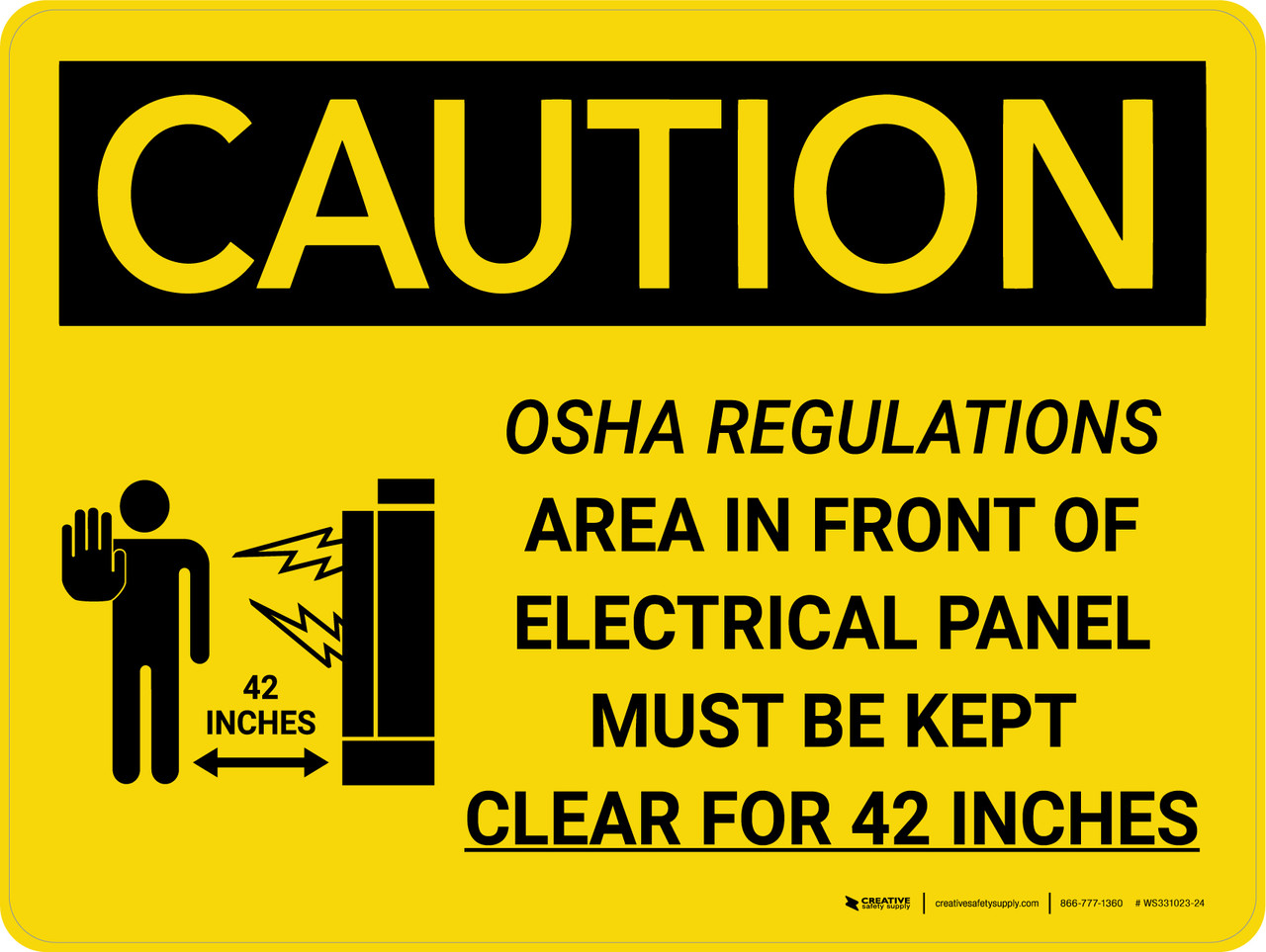 Caution: Regulations Electrical Panel 42 Inches Landscape With Icon ...